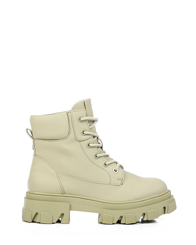 Round Toe Lace Up Half Boots - MINT / 40 - Dejavu