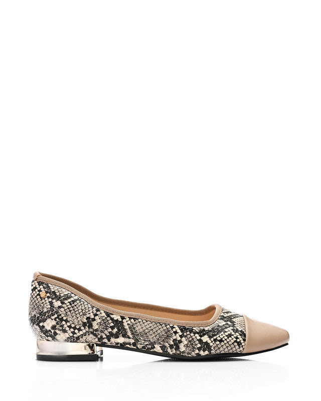 HOT-DVTX-010 Leather Snake Ballerina - NATURAL / 36 - Dejavu